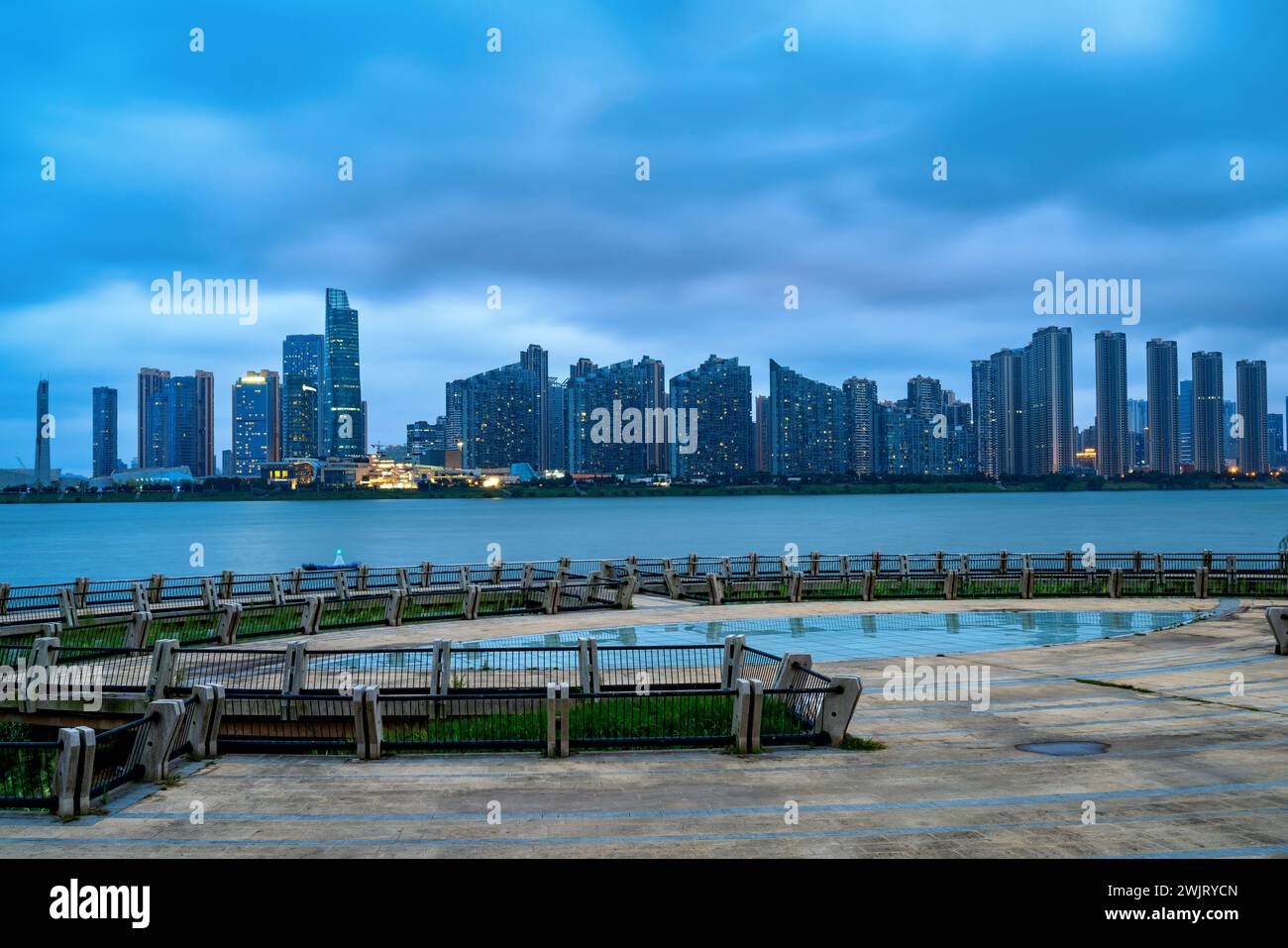 High rise buildings on the banks of the Xiangjiang River, Changsha ...