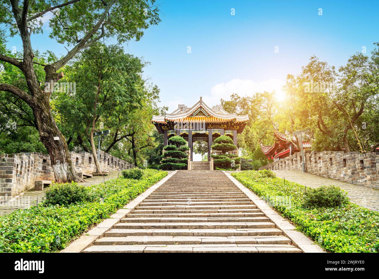 The ancient buildings in Tianxin Pavilion Park, Changsha, China Stock ...
