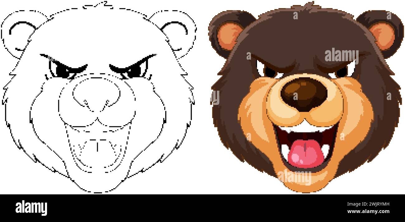 Two contrasting bear faces showing different emotions Stock Vector ...