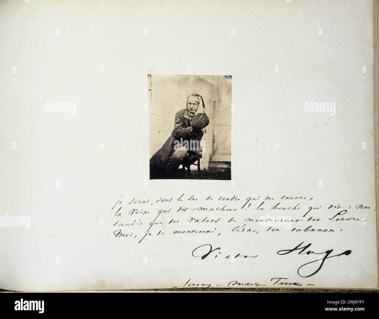 Allix album, 1855-1860. Folio 41: Victor Hugo, with autograph Quatrain ...