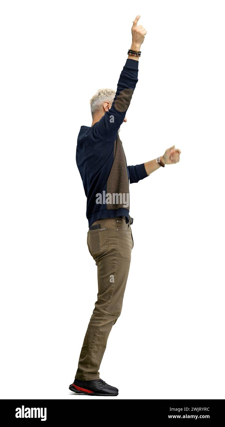 Old man one hand up Cut Out Stock Images & Pictures - Alamy