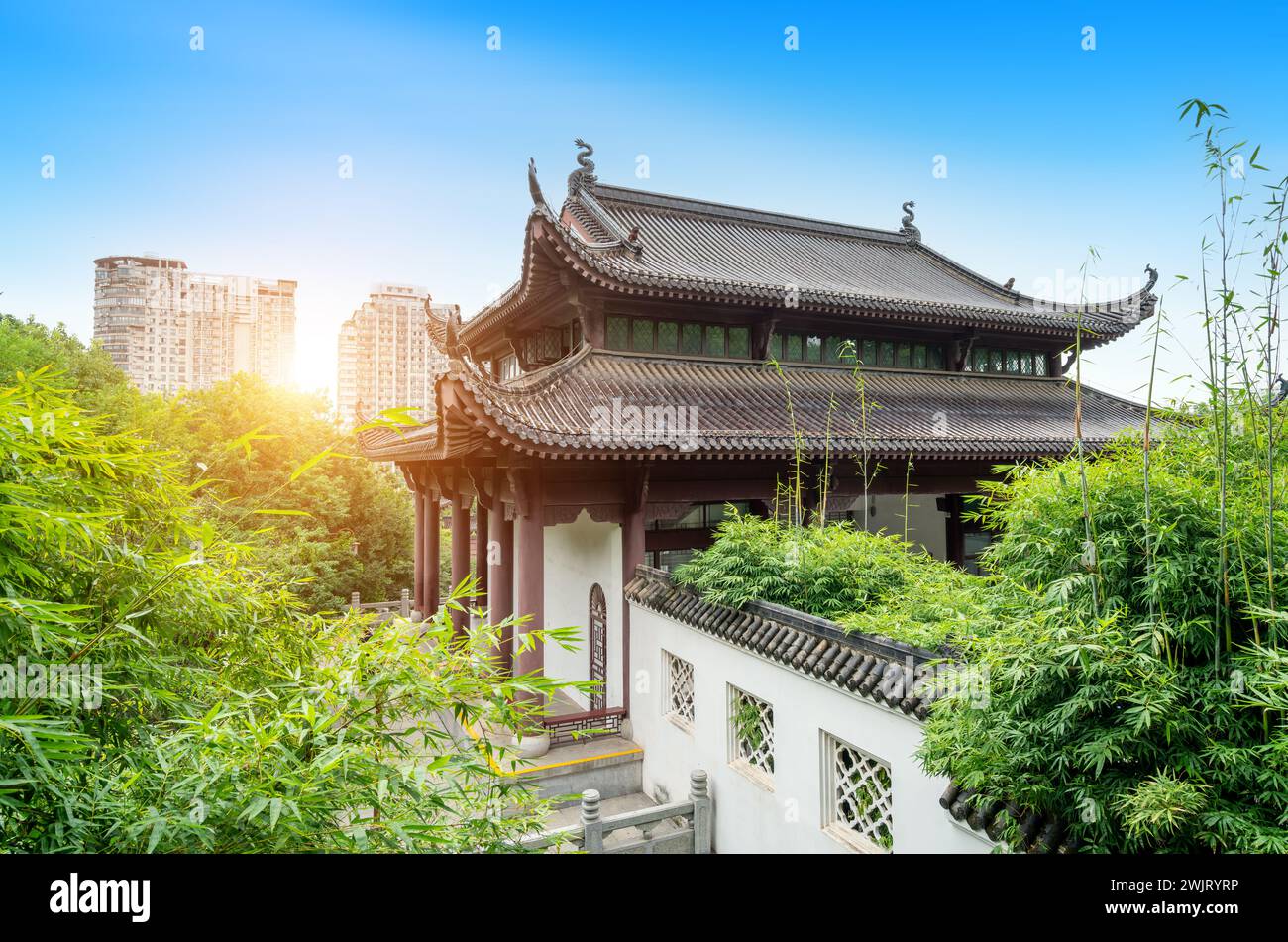 The ancient buildings in Huanghelou Park, Wuhan, China Stock Photo - Alamy