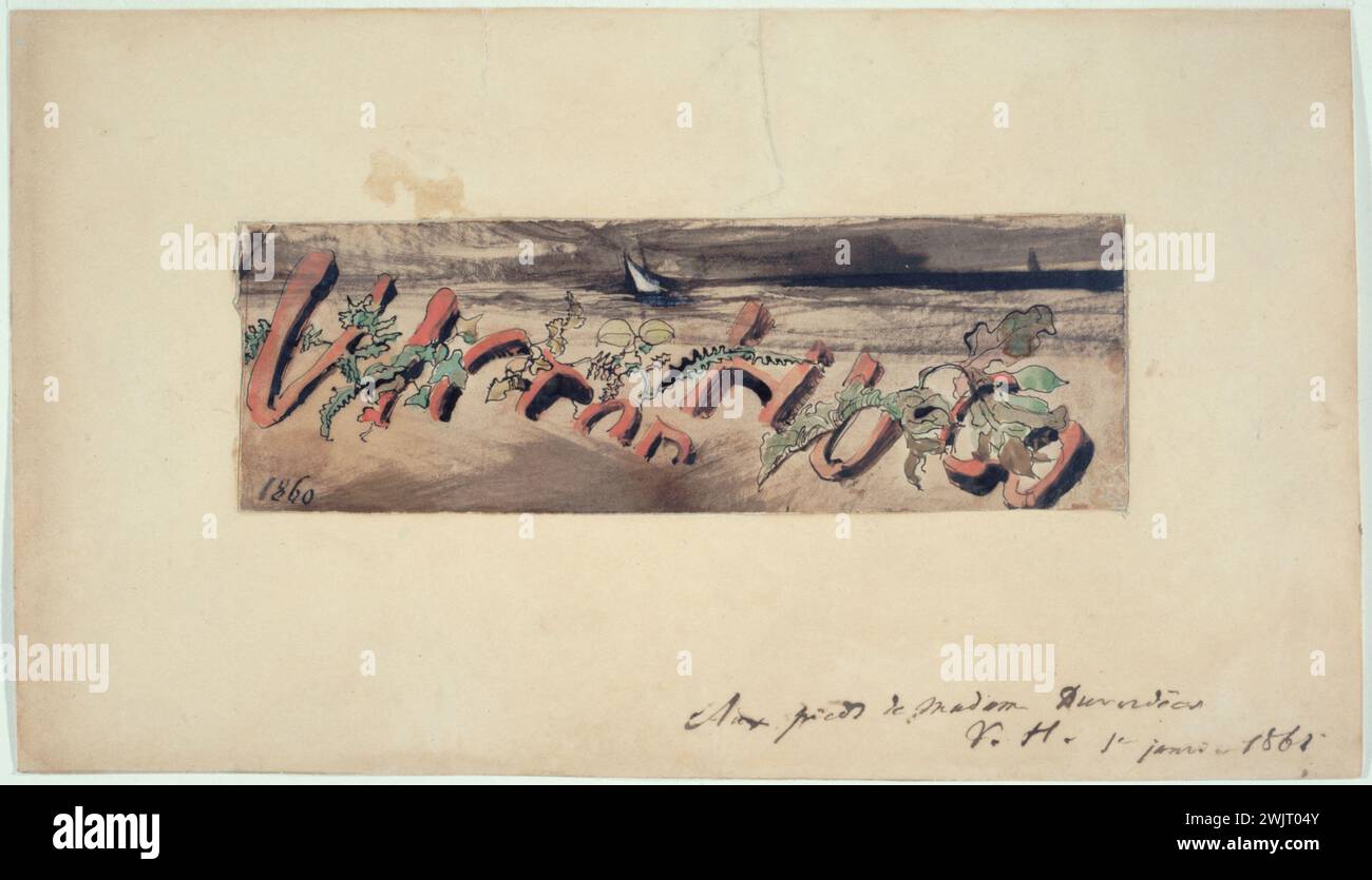 Victor Hugo (1802-1885). "At the foot of Madame Duverdier, (name of ...