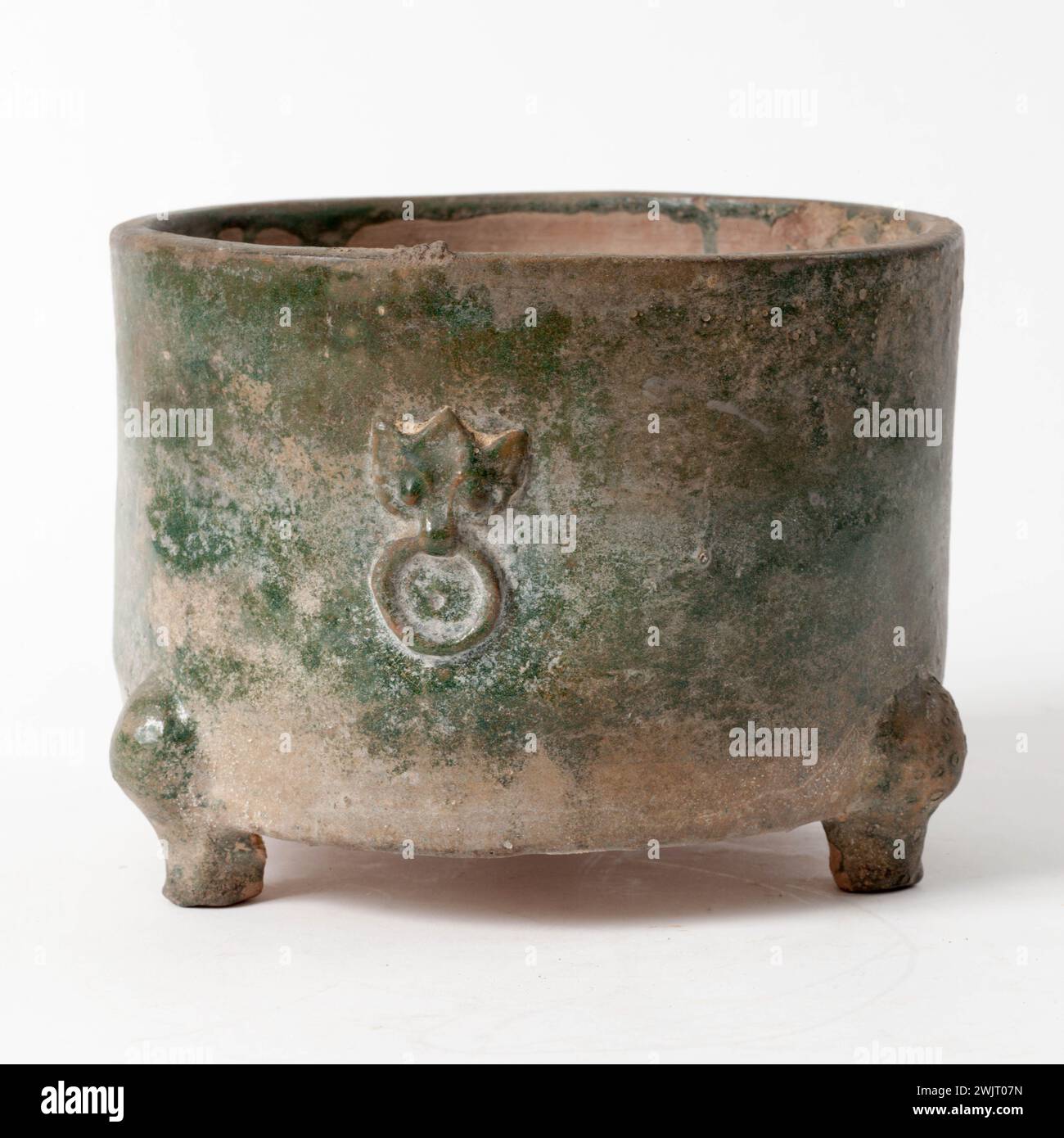 Lower part of a lian ". Terracotta with Green lead glaze. Han dynasty ...