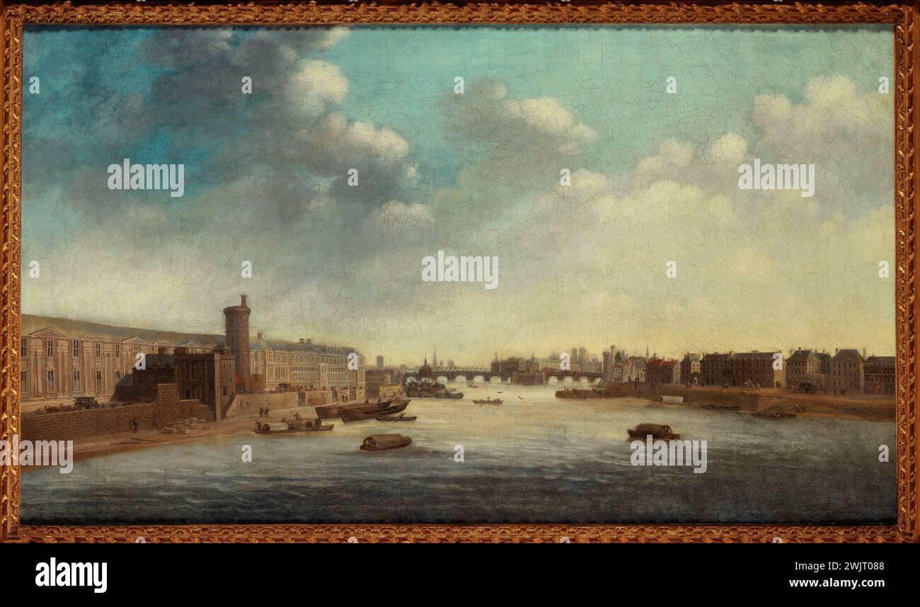 Anonymous. The large gallery of the Louvre, with the new door, the Pont ...