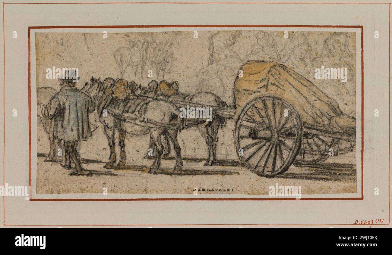 Georges Michel (1763-1843). Collection of drawings: "cart pulled by ...