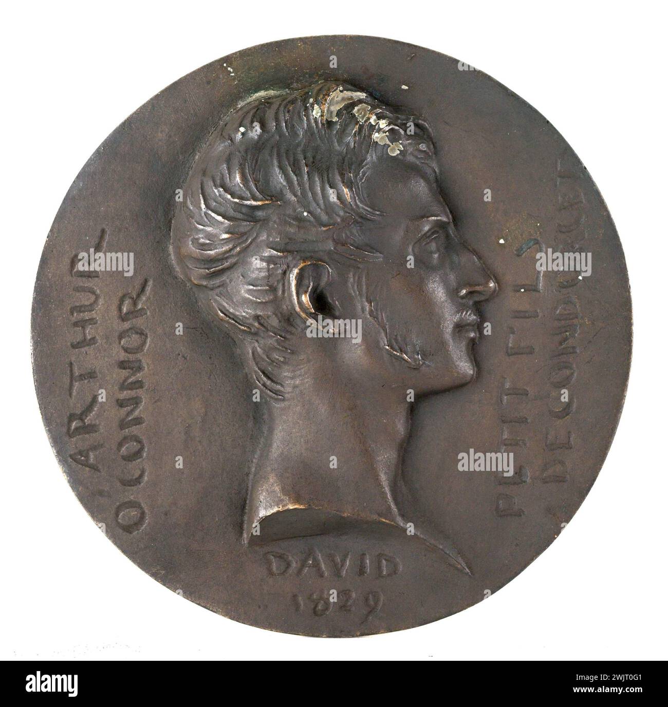 David d'Angers (1788-1856). Portrait of Arthur O'Connor (1763-1852), Irish general. Bronze. Sand ...