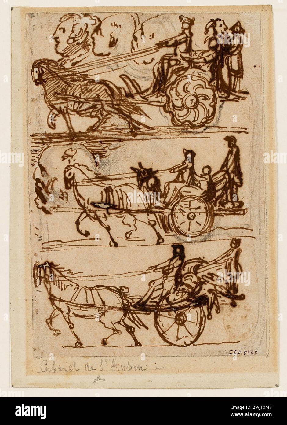 Saint-Aubin, Gabriel de (n.1724-04-14-D.1780-02-14), sketch of three ...