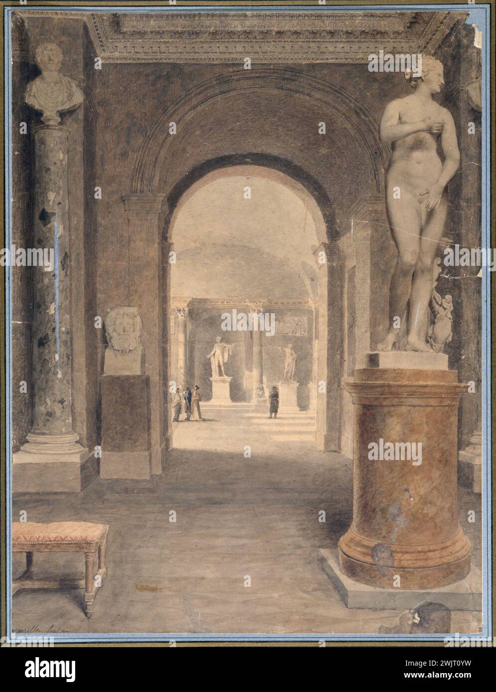 Jean-Lubin Vauzelle (1776-1837). "Perspective of two rooms of ancient ...