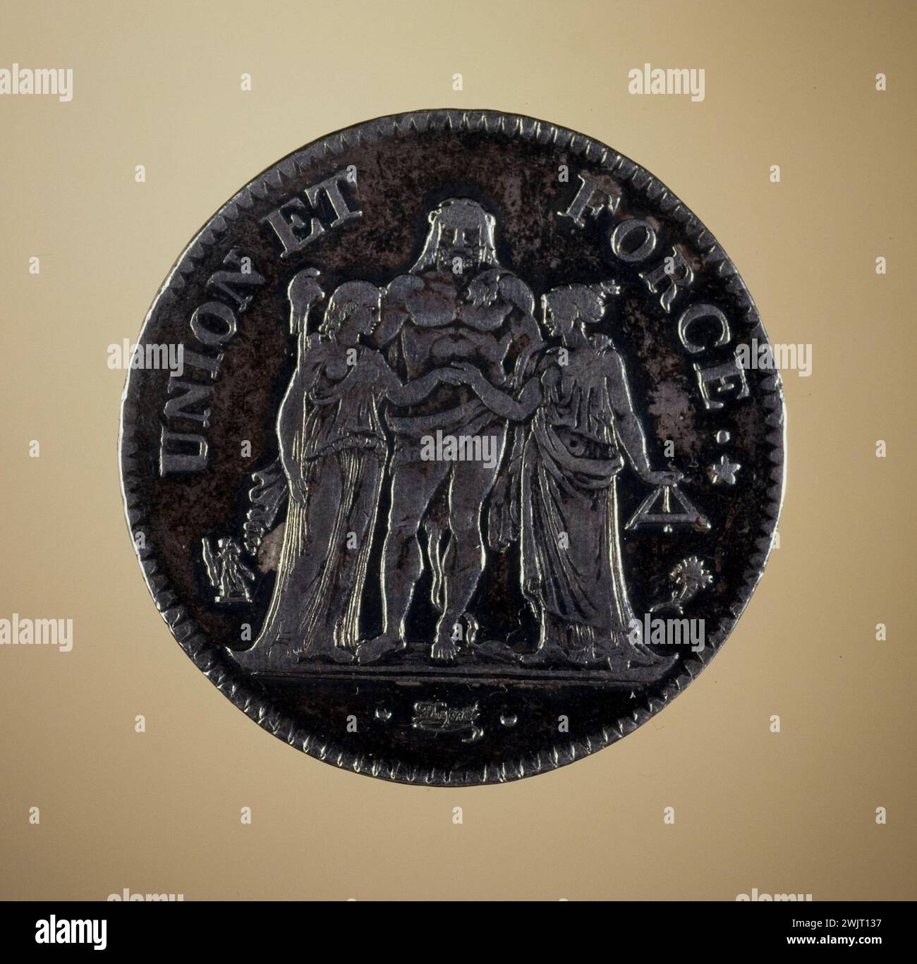 Augustin Dupré (1748-1833). 5 franc play at the Hercules, year IV ...