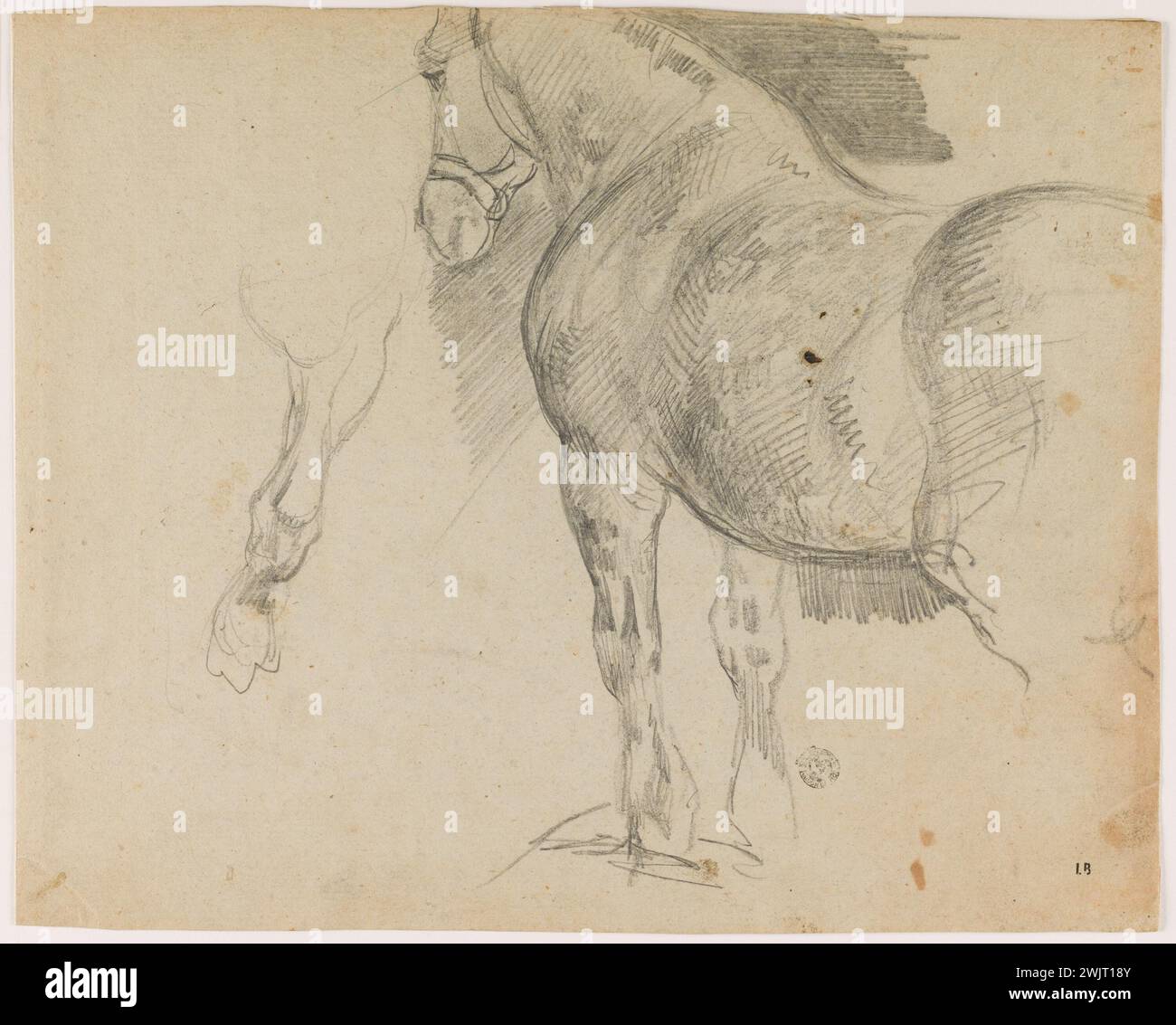 Louis Candide Boulanger (1806-1867). "Horse Study". Pencil on paper ...