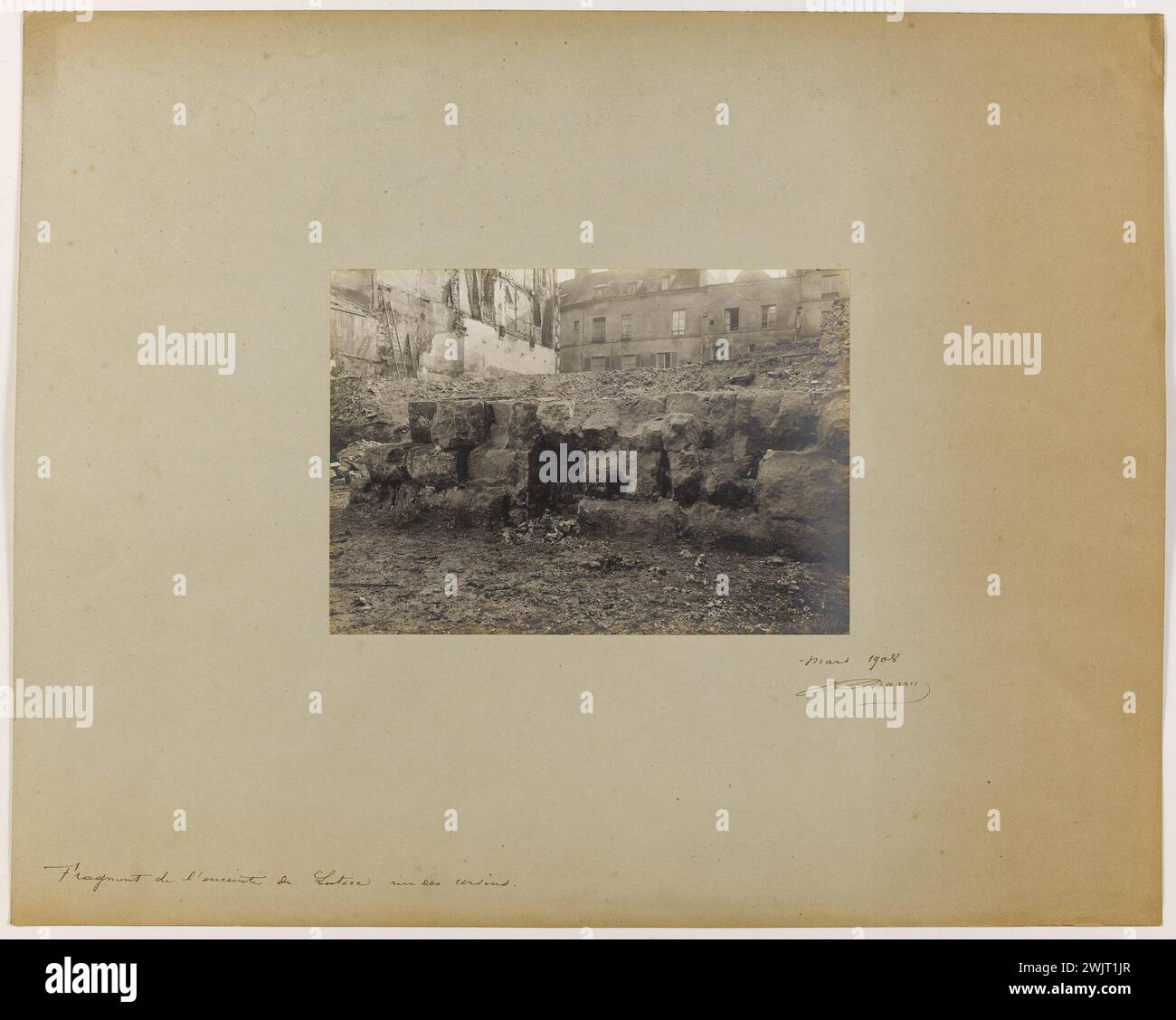 Fragment of the enclosure of Lutèce, rue des Ursins, Paris (IVth arr ...