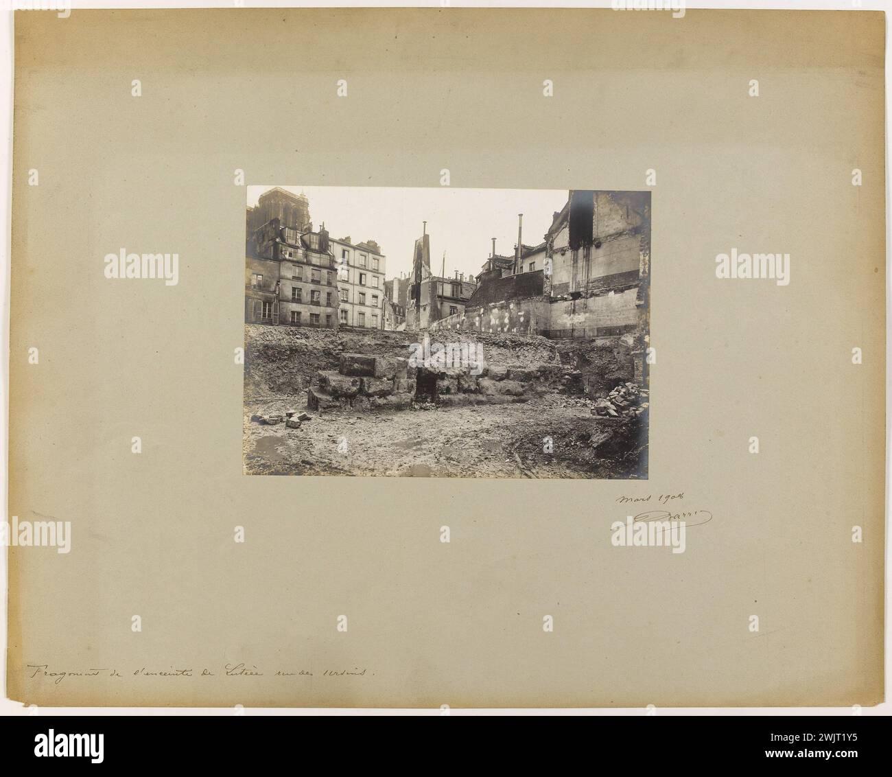 Fragment of the enclosure of Lutèce, rue des Ursins, Paris (IVth arr ...