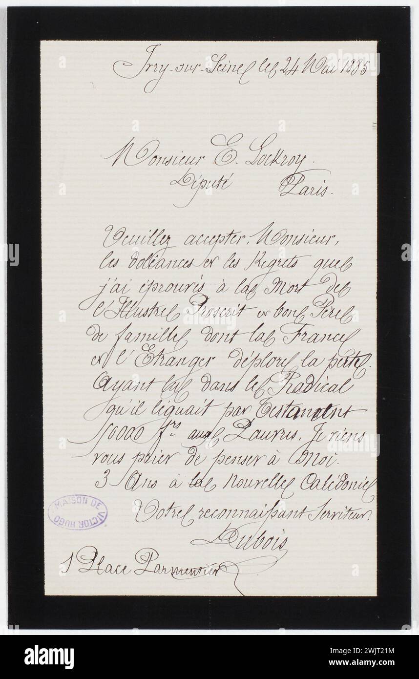 Anonymous, letter of condolences from a worker addressed to Edouard ...