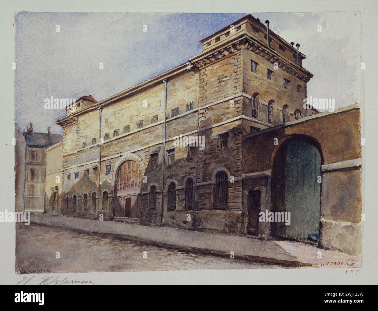 Herminie Waternau (1862-1913). "Sainte-Pélagie prison: facade rue ...