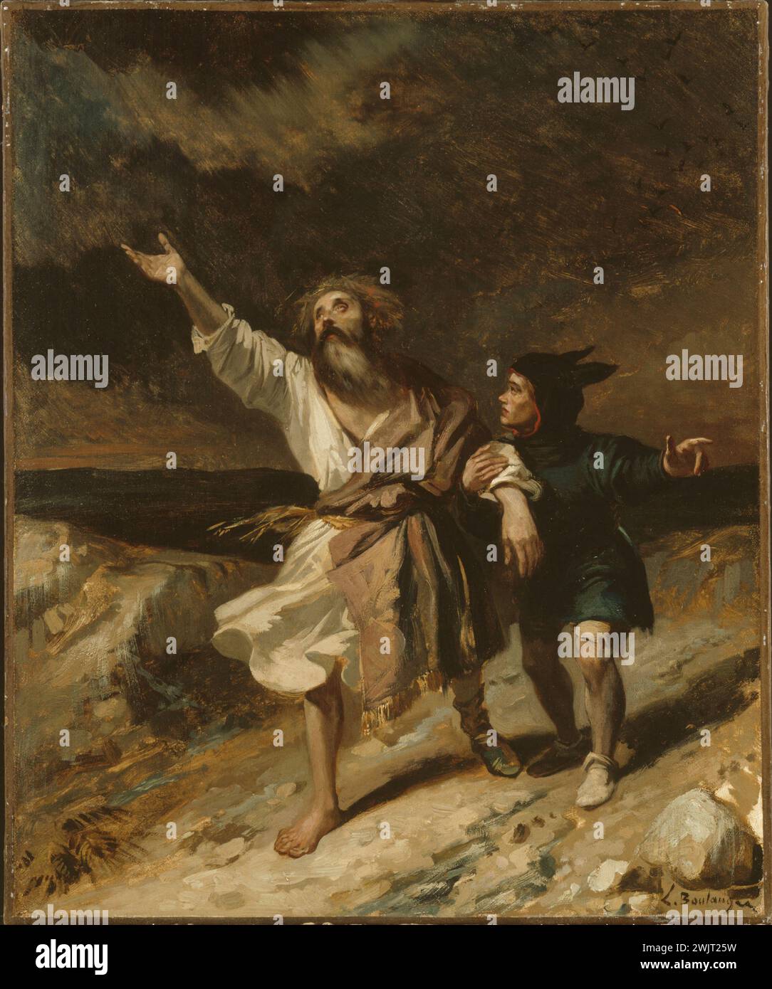 Louis Boulanger (1806-1867). "King Lear and his madman during the storm ...