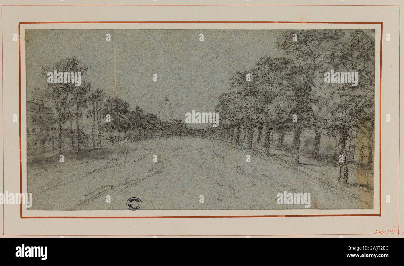 Georges Michel (1763-1843). "Collection of drawings: road lined with ...