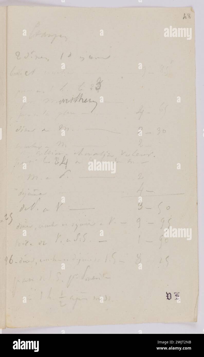 Victor Hugo (1802-1885). Travel book, from August 22 to 31, 1834 ...