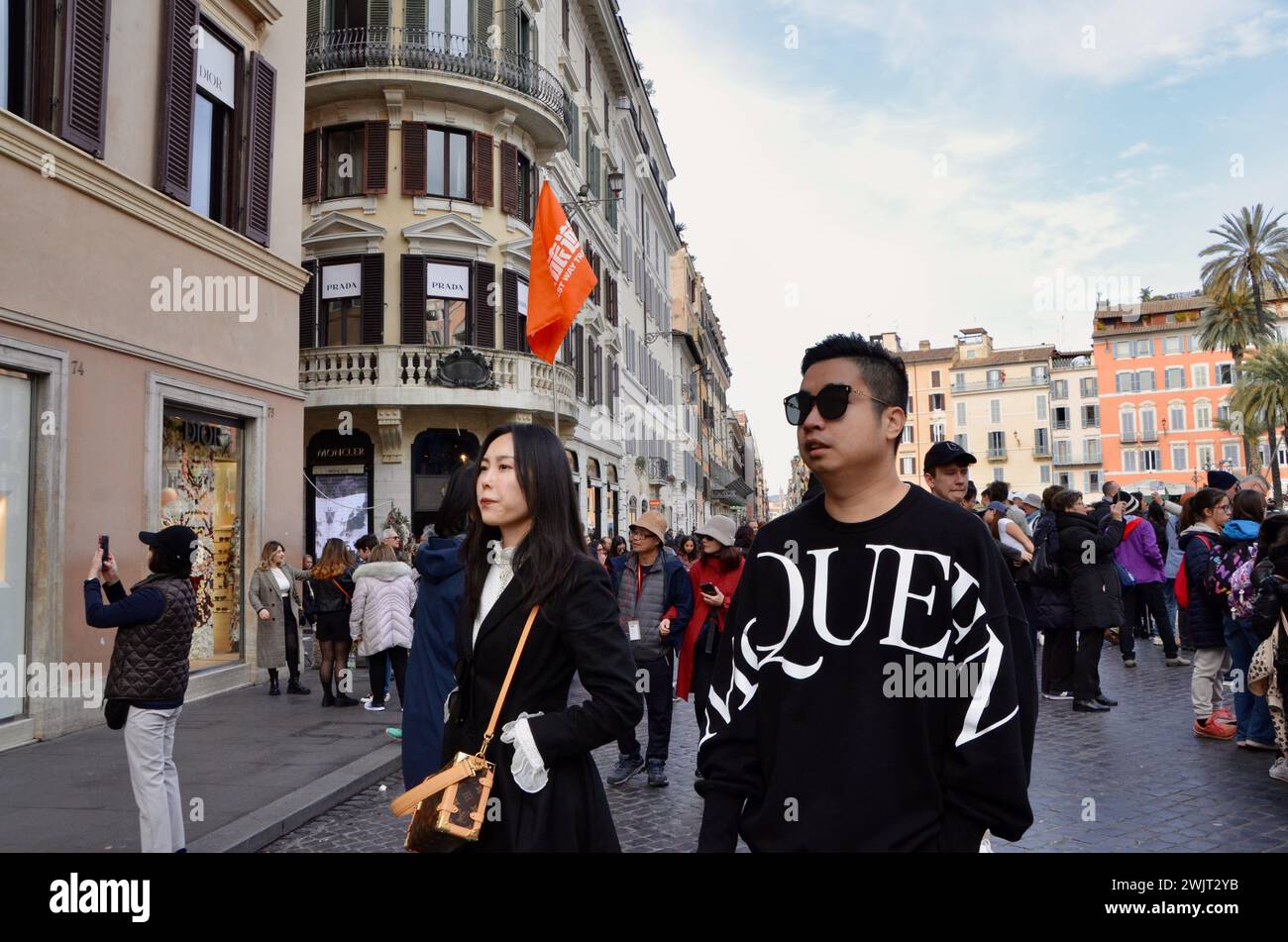 asian tourists in designer clothes near the spanish steps rome capital ...