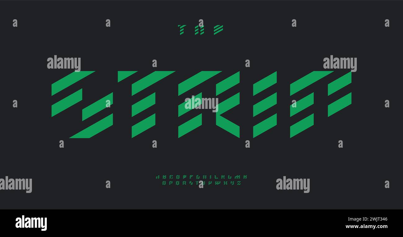 Dynamic stripes alphabet, modular sharp angles letters for futuristic ...
