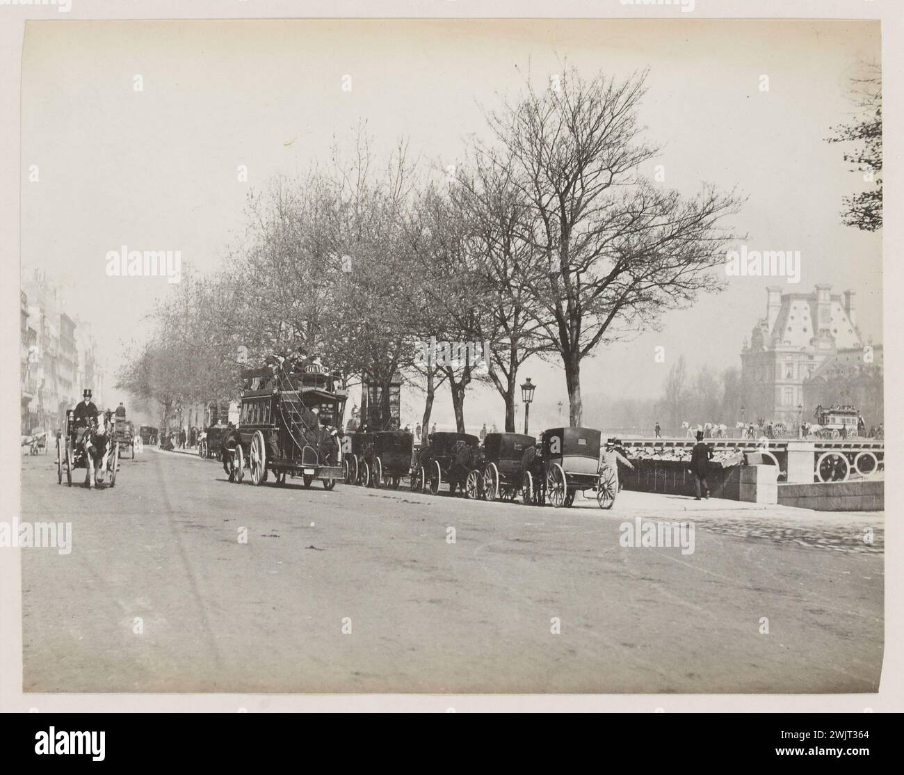Blancard, Hippolyte (1843 - D.1924), a car station on the Malaquais quay, 6th arrondissement ...