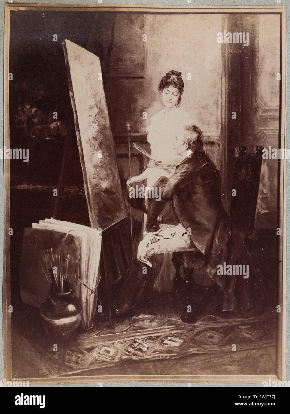 Cain family album, page 79: reproduction of a painting: the painter and ...