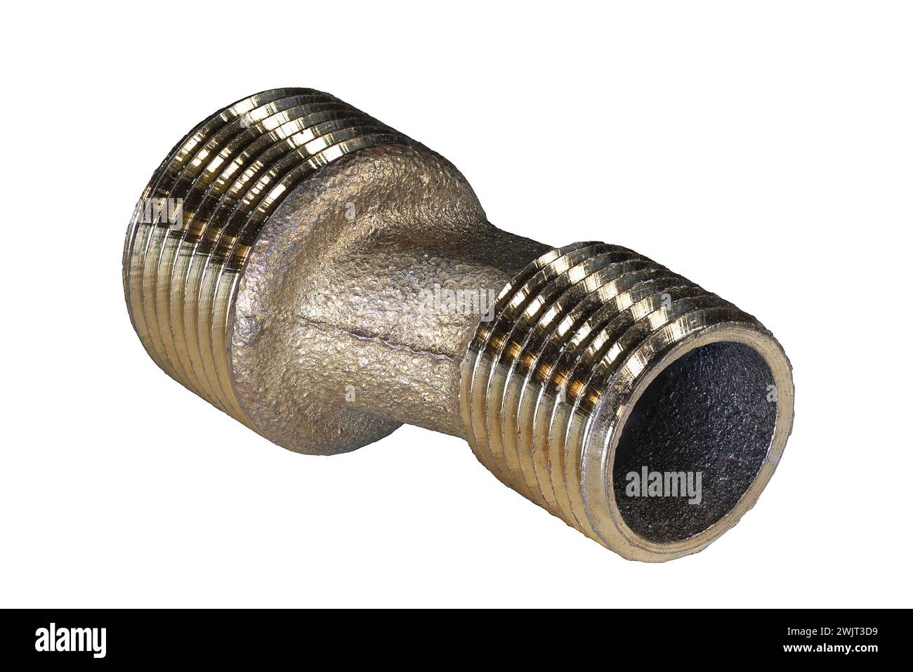 brass fitting for pipe adapter reducer, object isolated over white ...