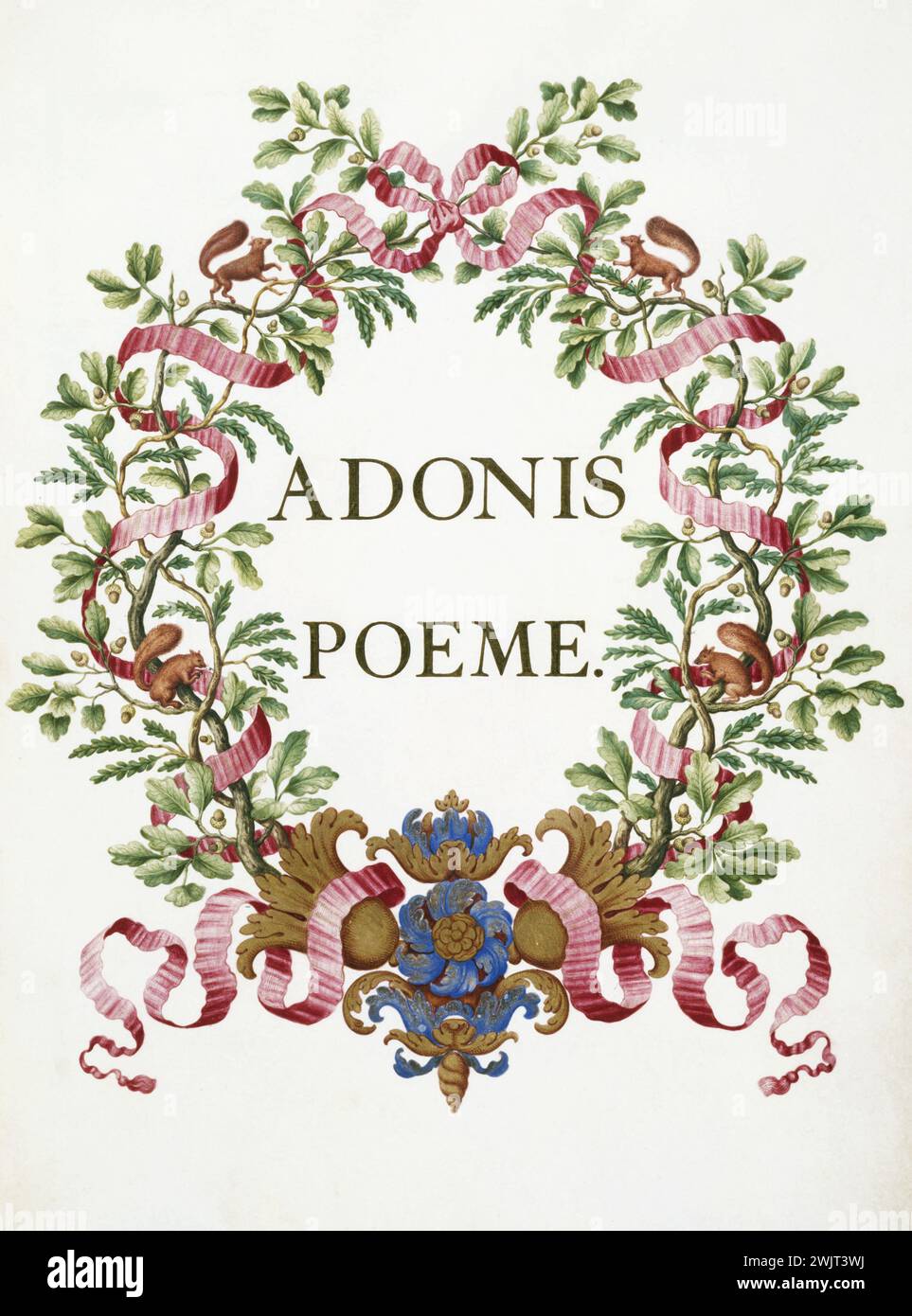 False title, page 3 of the "Adonis" poem by Jean de La Fontaine ...