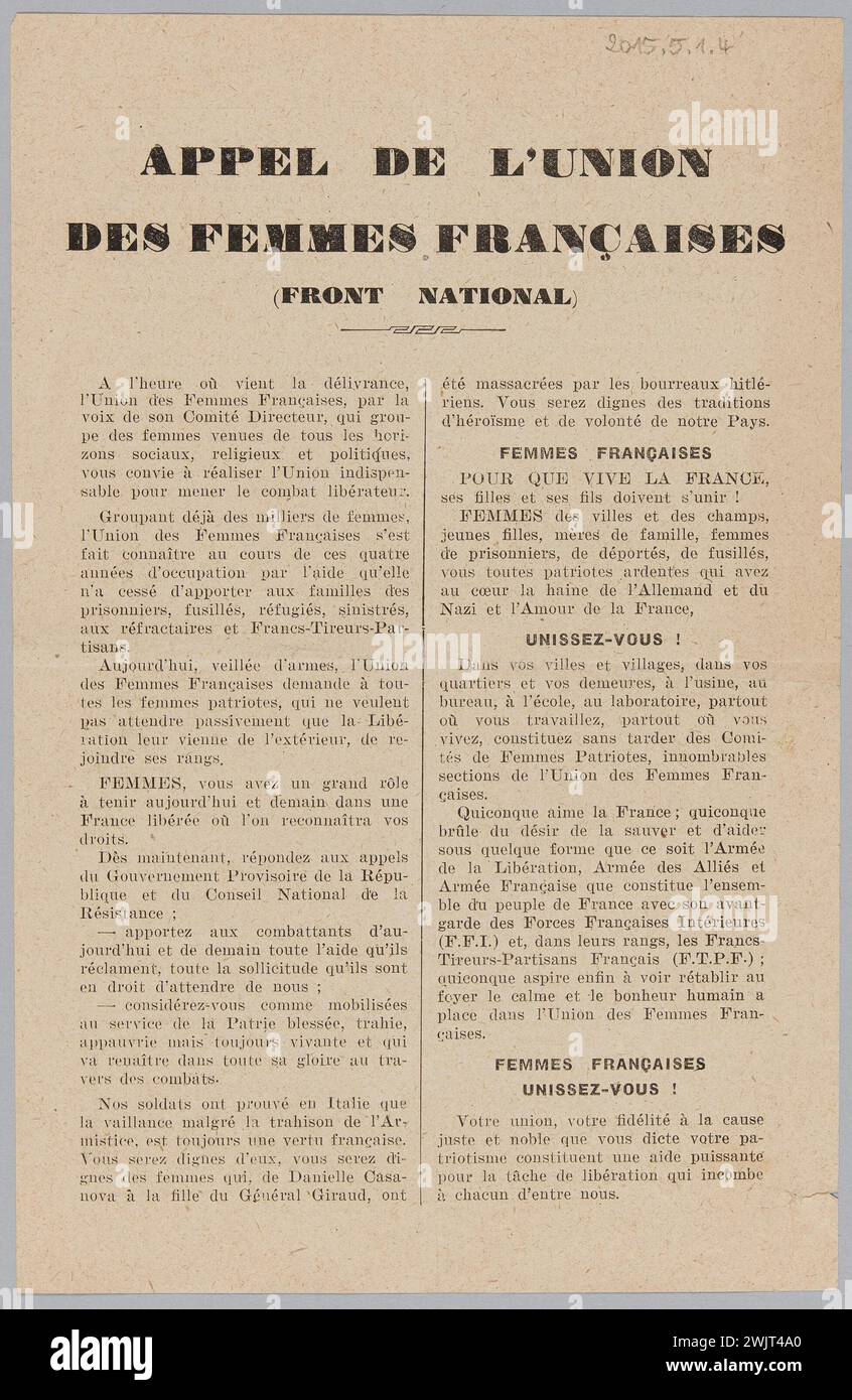 Anonymous (n. - d.), Call of the Union of French Women (UFF - National ...