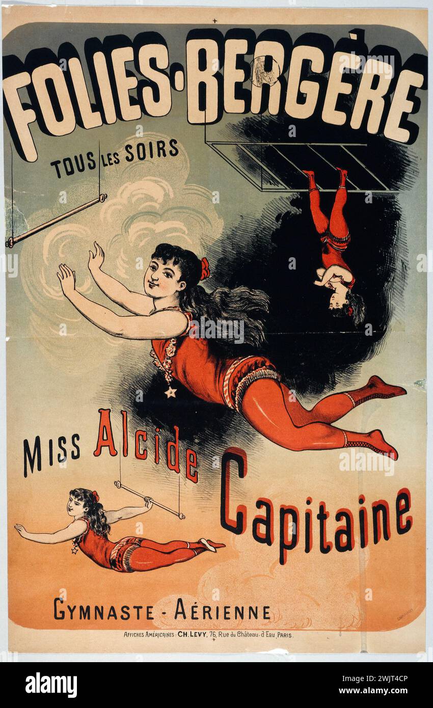 Charles Lévy. Folies-Bergère, Miss Alcide Captain, Aerial Gymnast ...