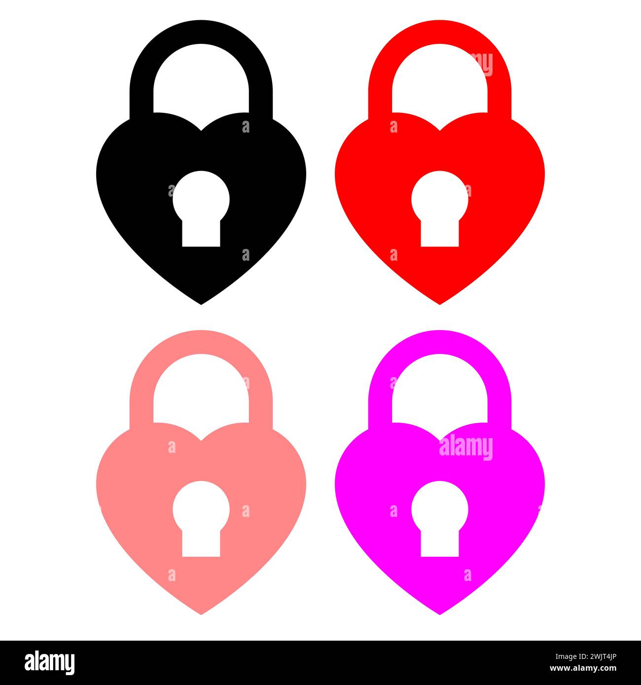 Heart lock icon closed. Flat vector stock illustration. Heart shaped ...