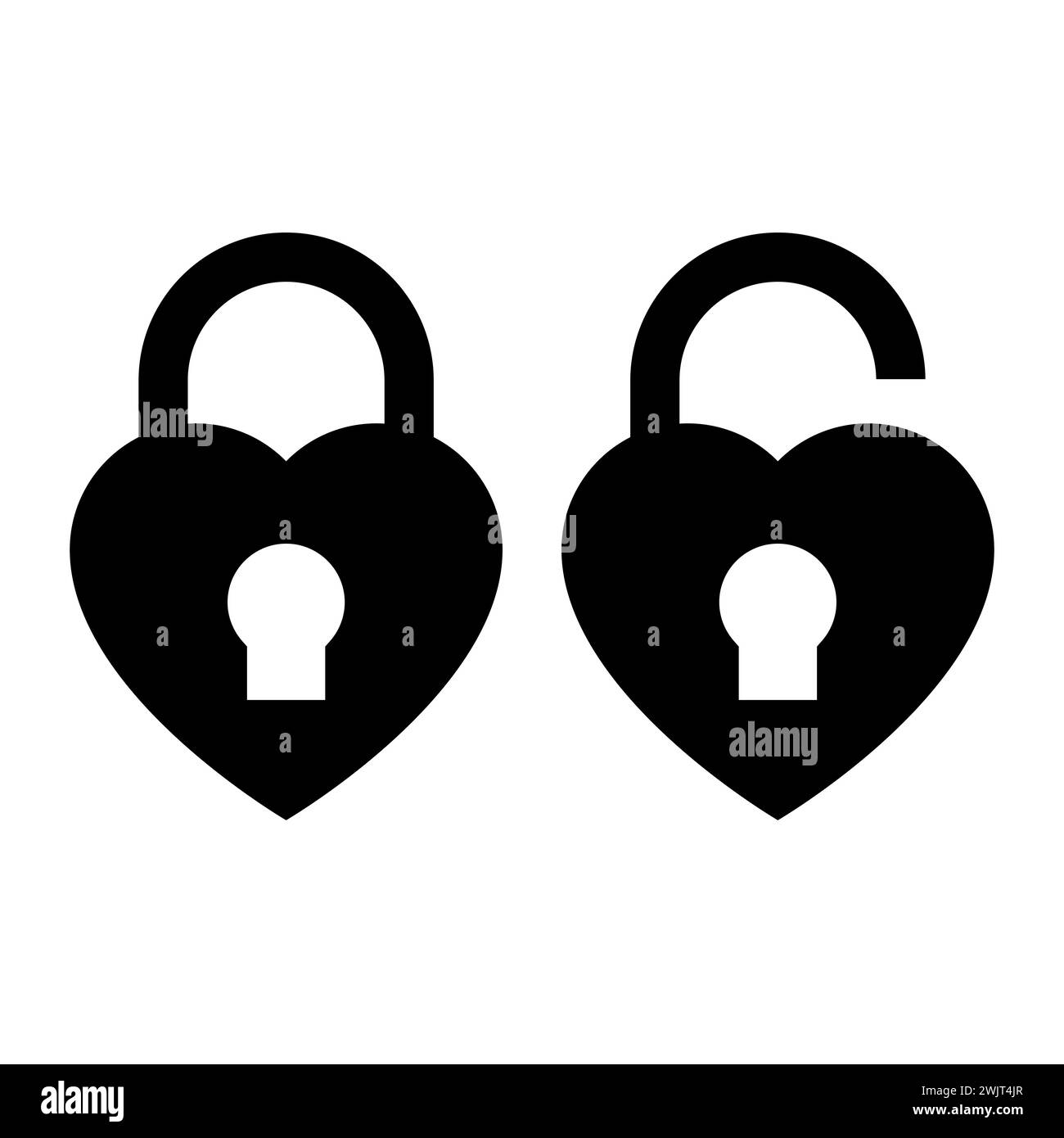 Heart lock and unlock icon closed. Flat vector stock illustration ...