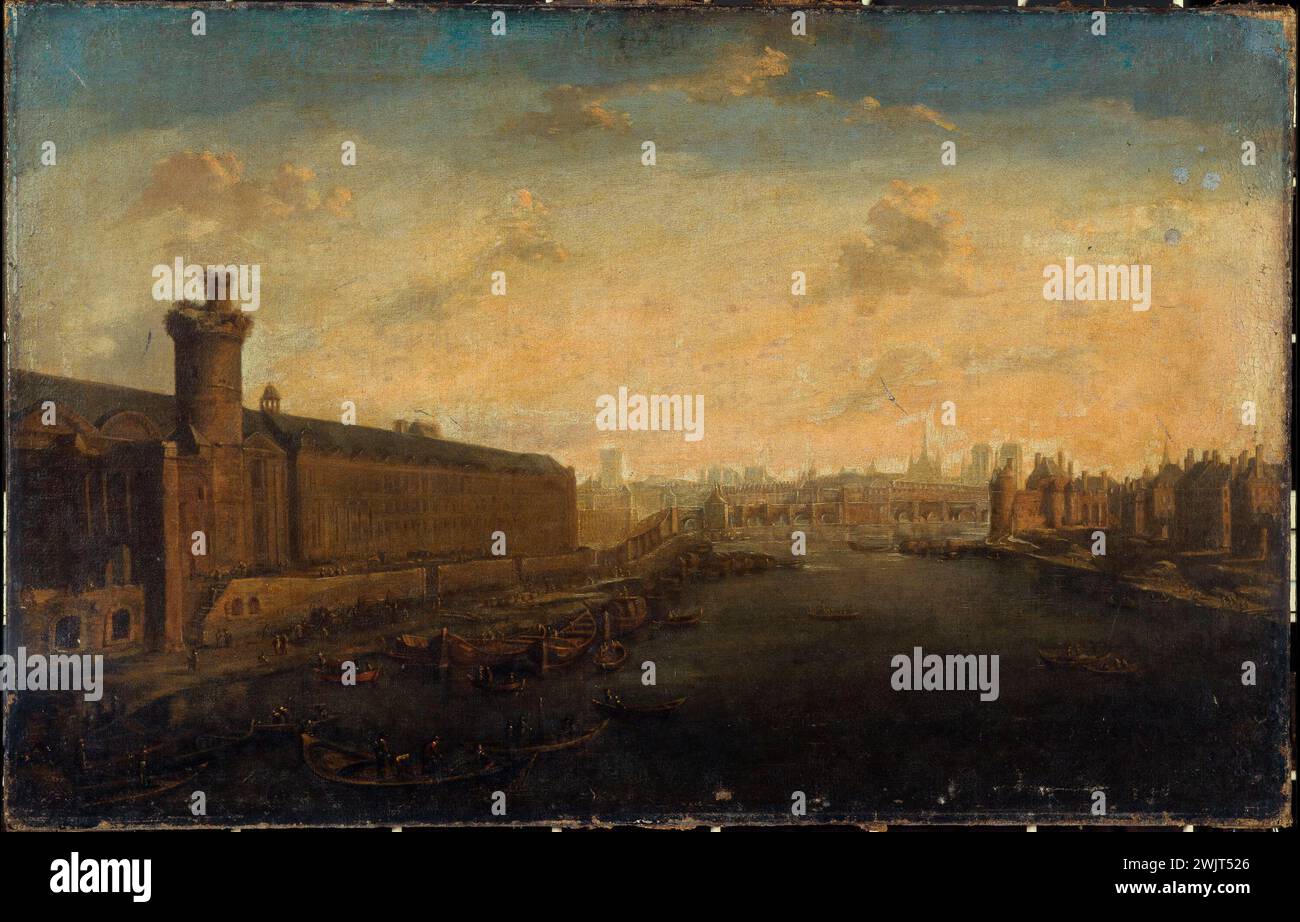 Anonymous. The large gallery of the Louvre, with the new door, the Pont ...