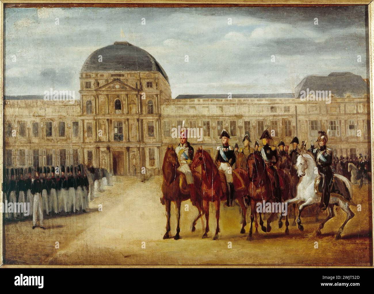 Review passed in front of the Château des Tuileries ", around 1820 ...