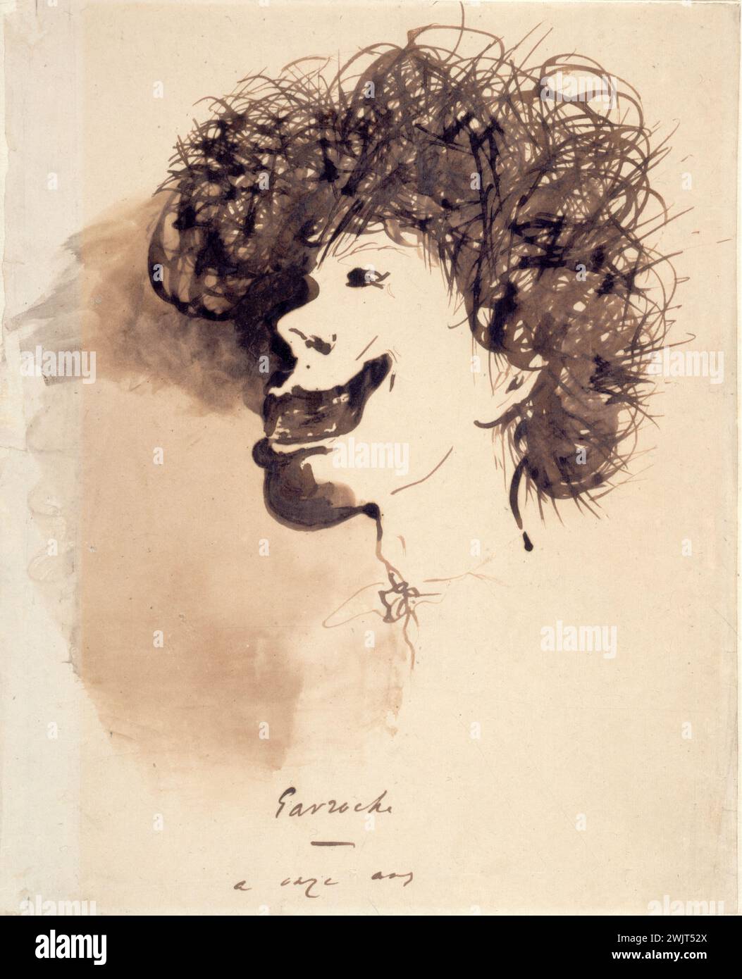 Victor Hugo (1802-1885). "Gavroche at eleven". Brown ink pen and ink ...