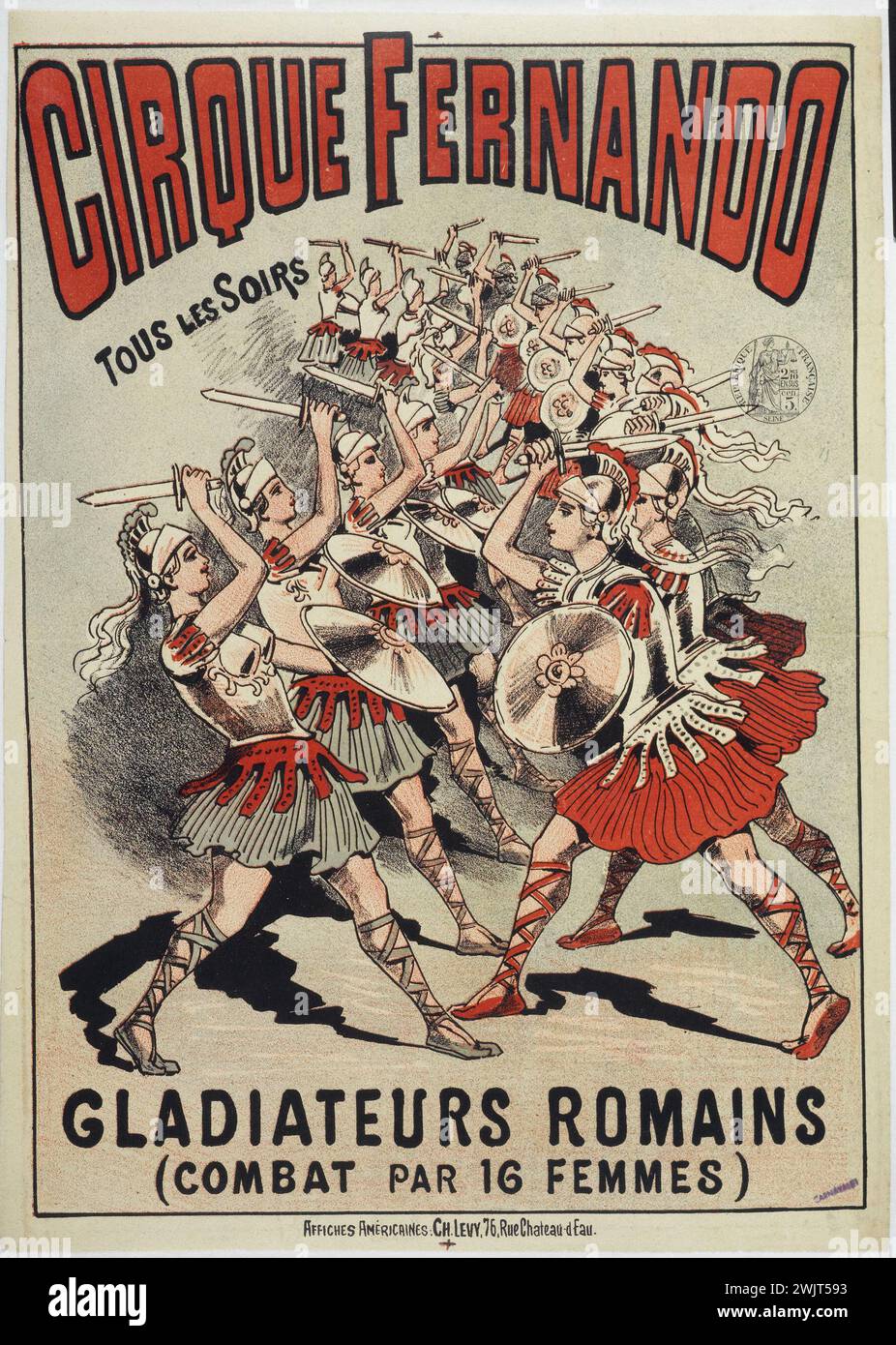 Charles Lévy. Cirque Fernando. Roman gladiators (fight by 16 women ...