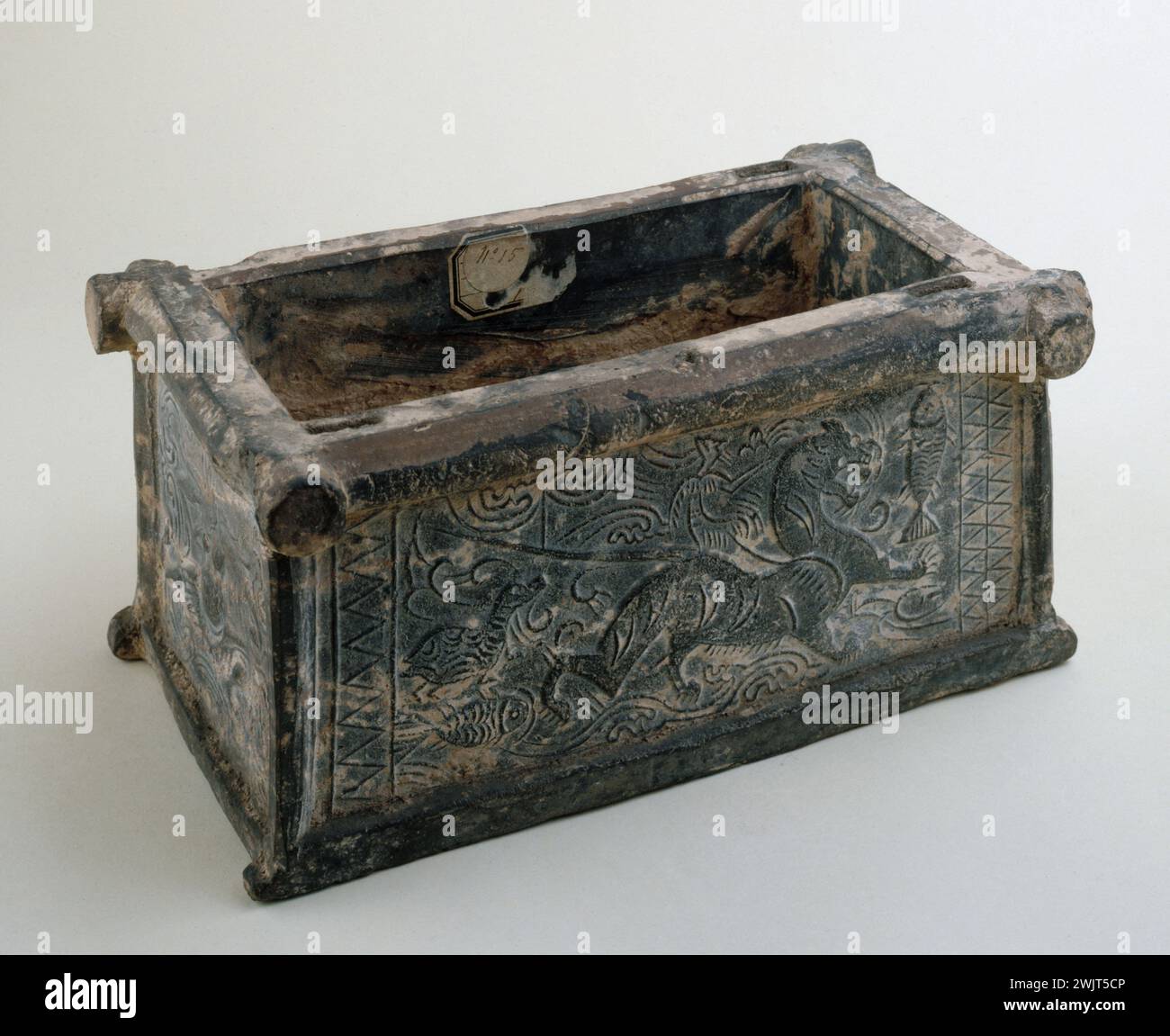 Well with tiger pattern, terracotta funeral object (Mingqi), China, Han ...