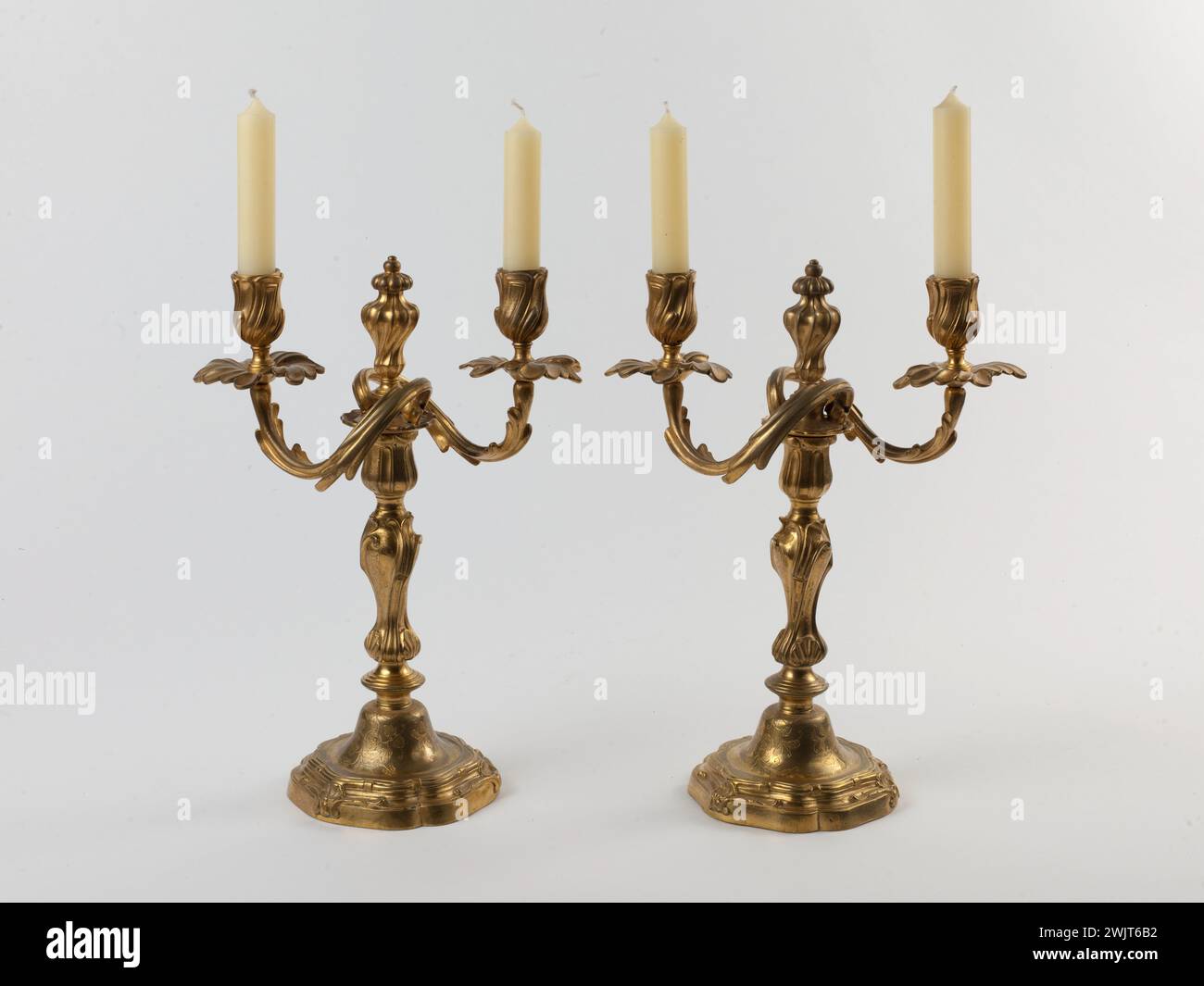 Anonymous. "Candelabra with two branches (of a pair)". Golden bronze ...