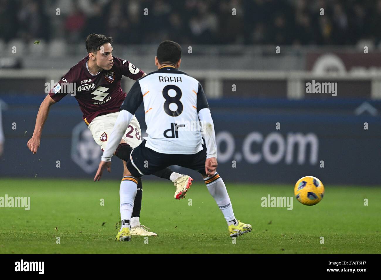 Samuele Ricci (Torino)Hamza Rafia (Lecce) during the UEFA Serie A match ...