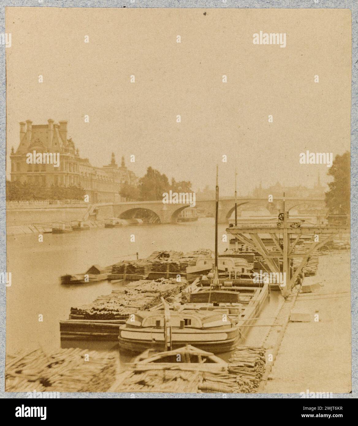 Barges near the Louvre palace. Paris (I and 7th arr.). Anonymous ...