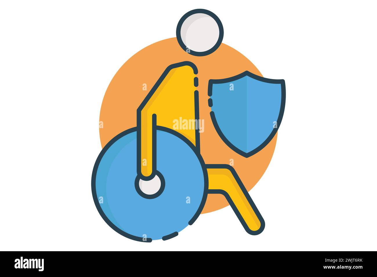 disability insurance icon. wheelchair icon with shield. icon related to disability. flat line ...