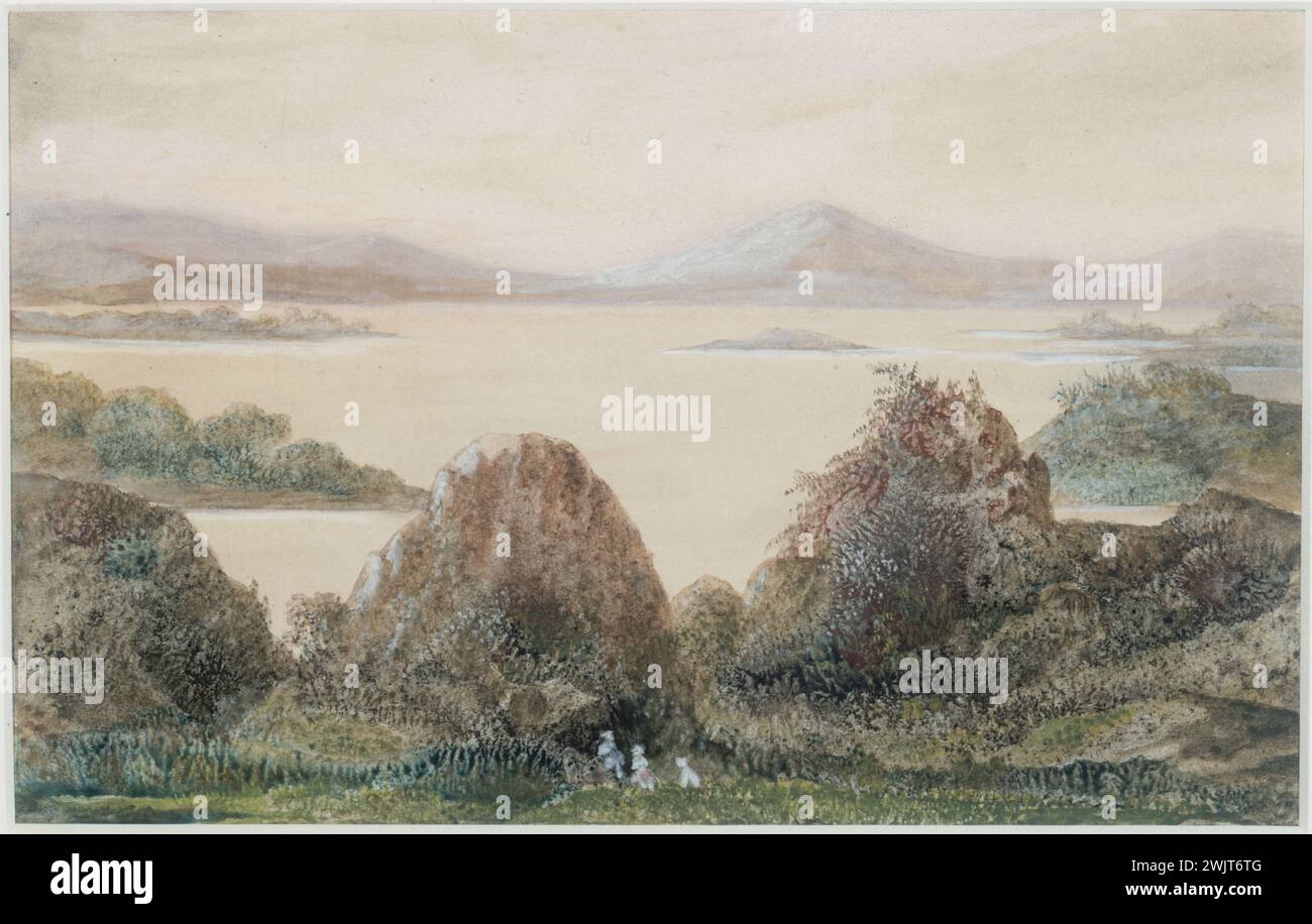 George Sand (1804-1876). "Dendrite, imaginary landscape". Watercolor on ...