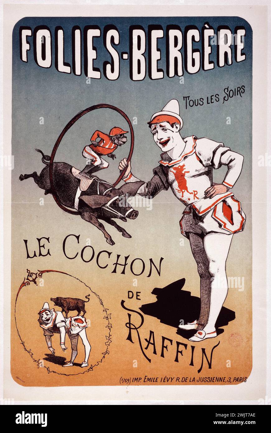Emile Levy. Folies-Bergère, the Raffin pig. Poster. Color lithography ...