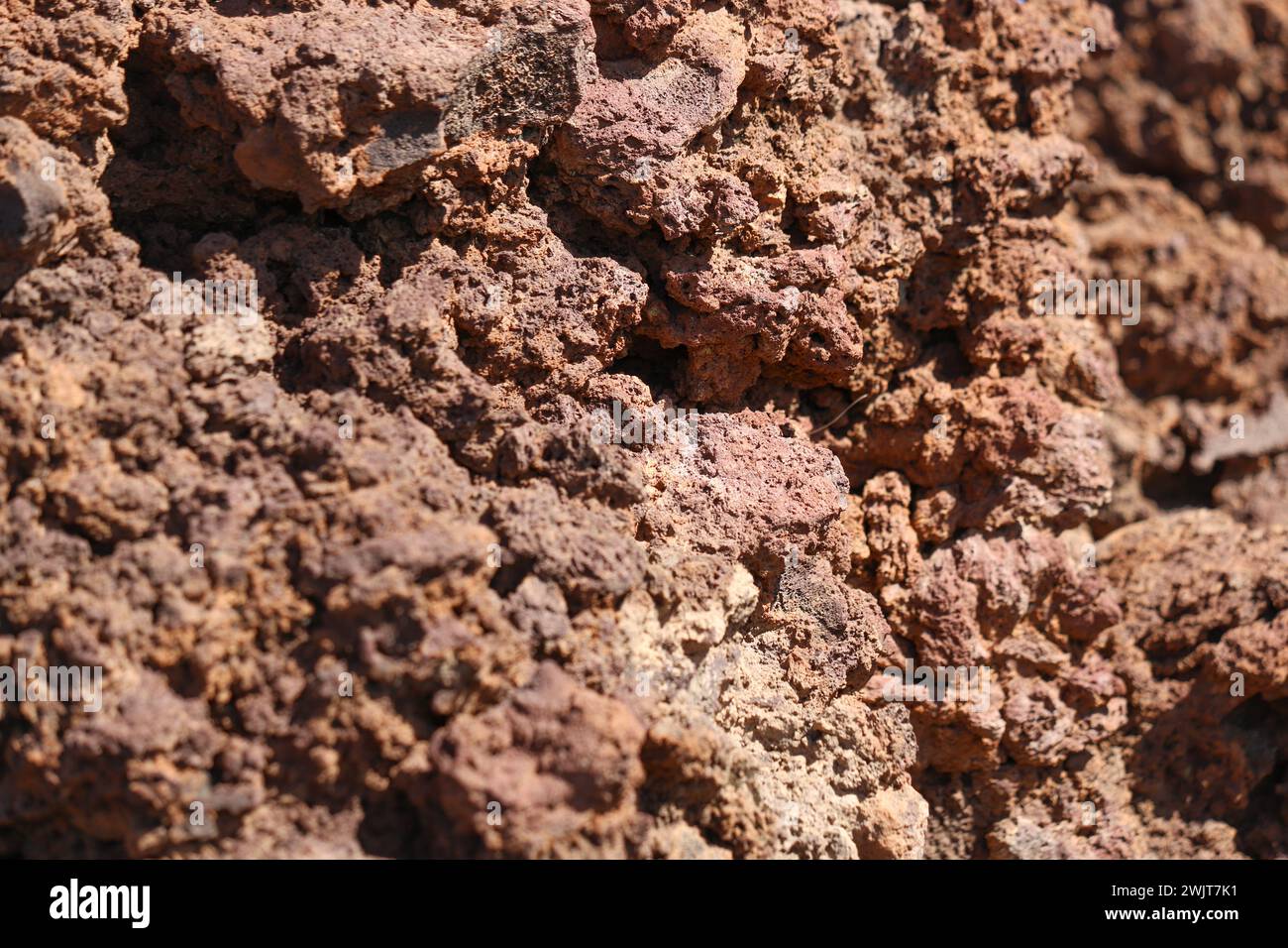 Red lava magma rock texture close up. Geology of Canary island Tenerife ...