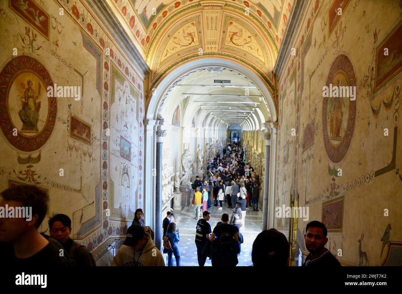 Mass Of People In Corridor Of The Vatican City Rome Capital Of Italy Eu