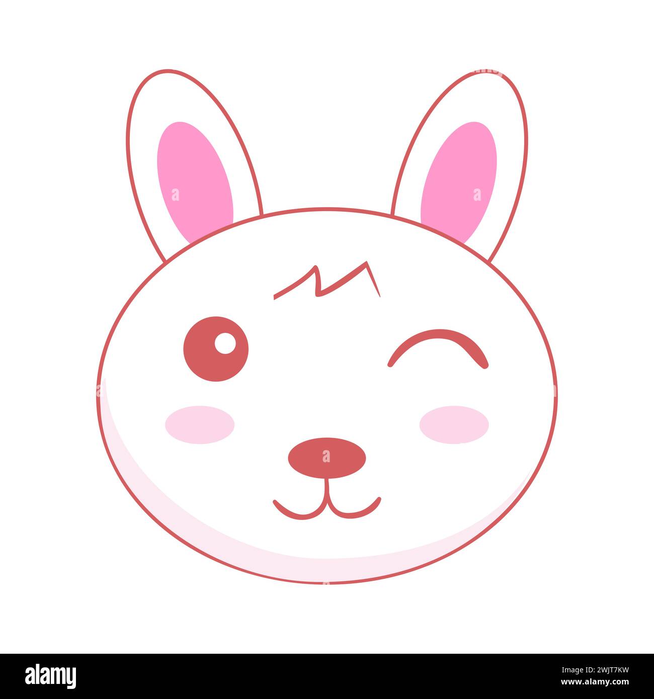 Vector cute Kawai rabbits hares. Little Cute Bunny Heads. Easter Rabbit ...
