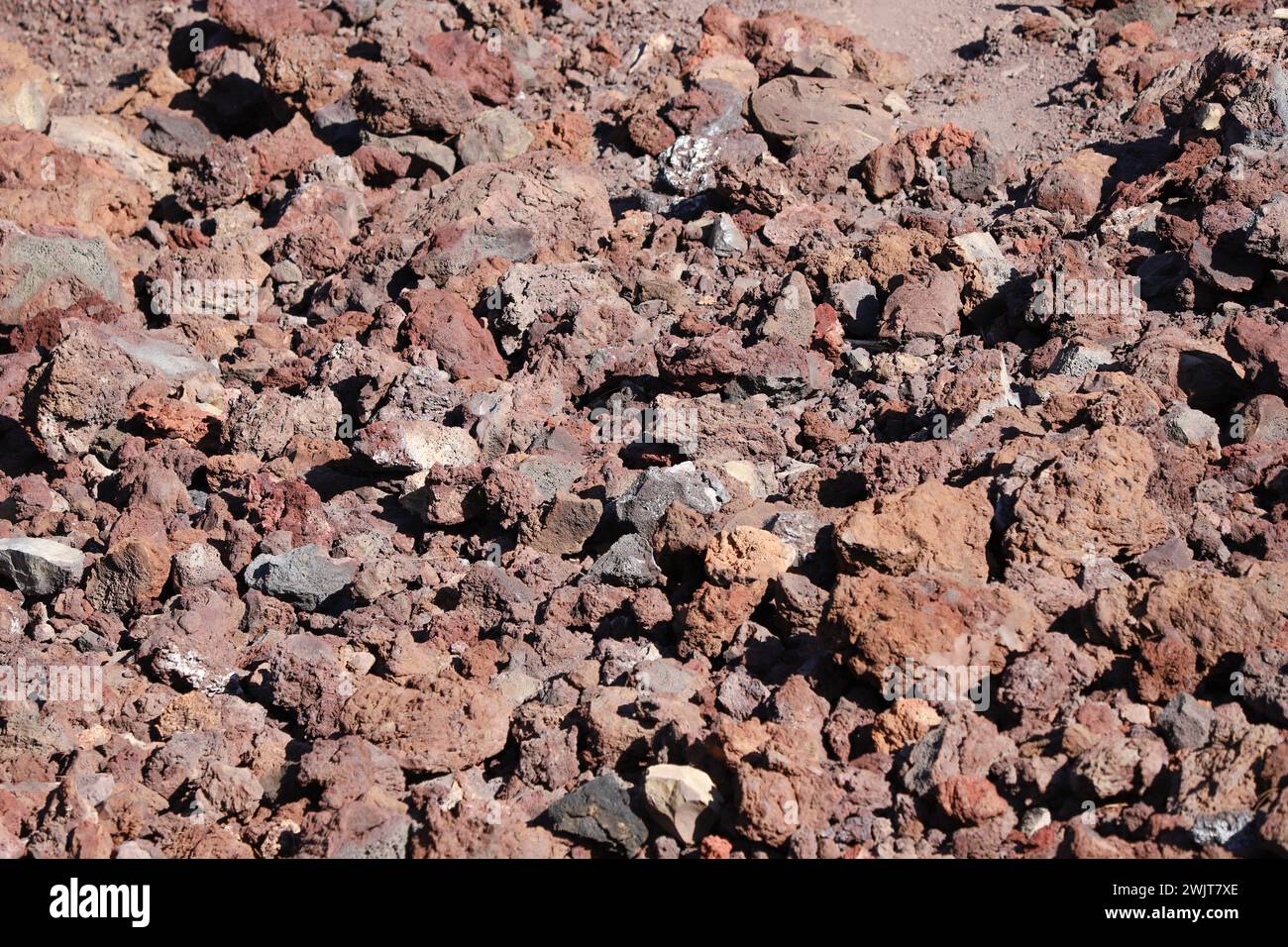 Red lava magma rock texture close up. Geology of Canary island Tenerife ...