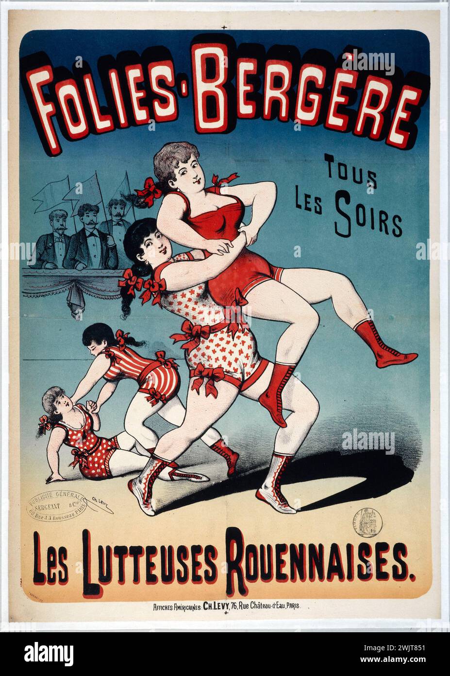 Charles Lévy. Folies-Bergère, the Rouen wrestlers. Poster. Color ...
