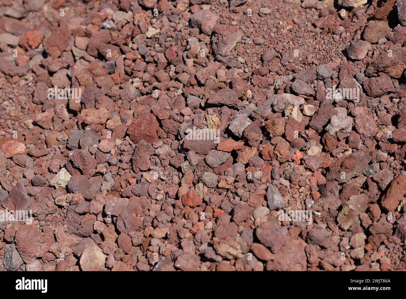 Red lava magma rock texture close up. Geology of Canary island Tenerife ...