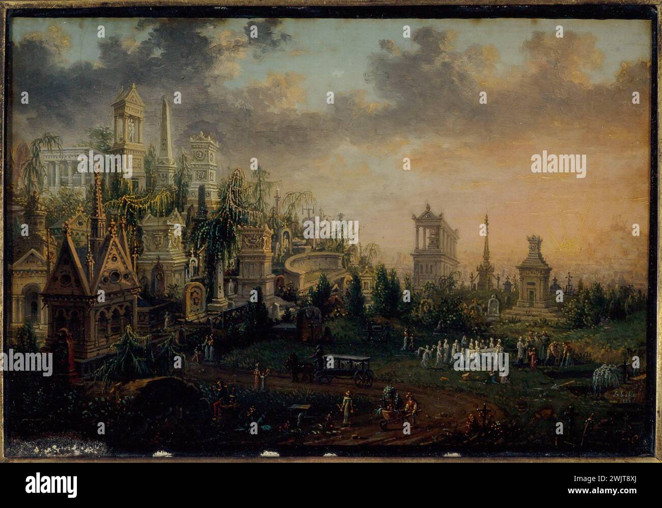 Beauty. The Père-Lachaise cemetery, Paris (current XXth arr.). Silk oil ...